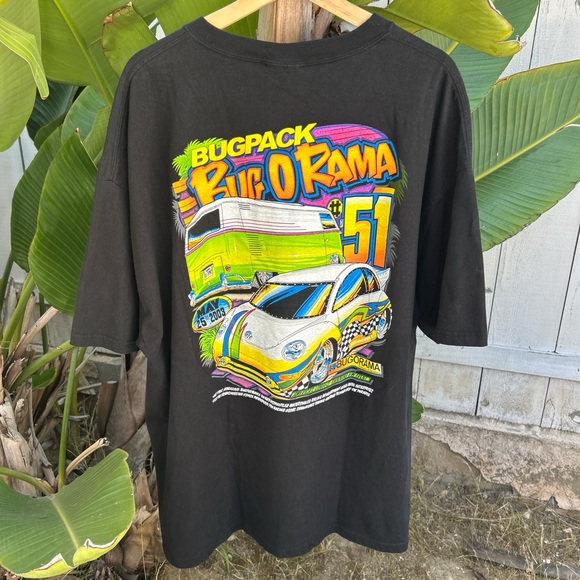Hanes | Shirts | Vintage 203 Bugpack Bug O Rama Vw Tshirt Xxl Black Car ...